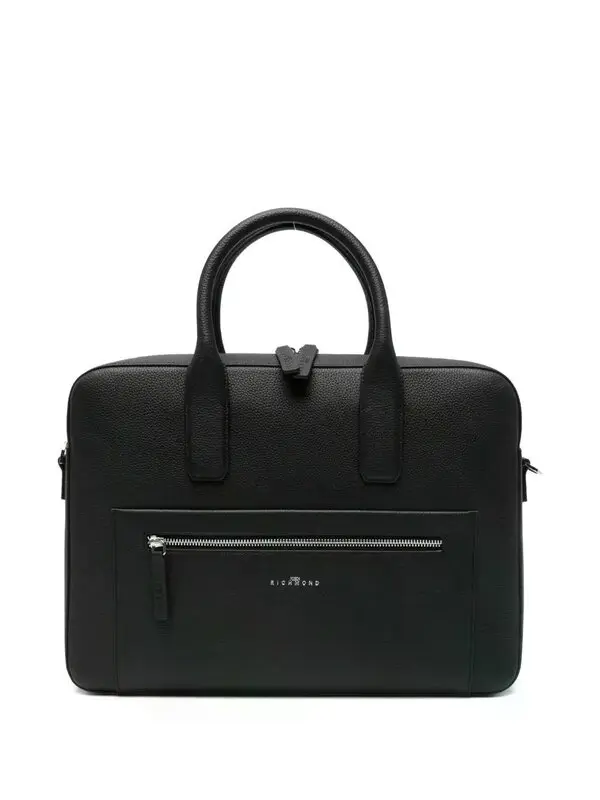 John Richmond Grained Logo-motif Briefcase - Black