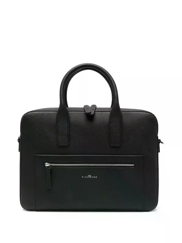 John Richmond Grained Logo-motif Briefcase - Black
