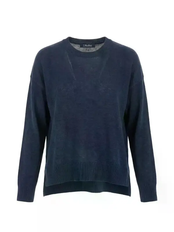 Max Mara Fine-knit Stepped-hem Sweater - Blue