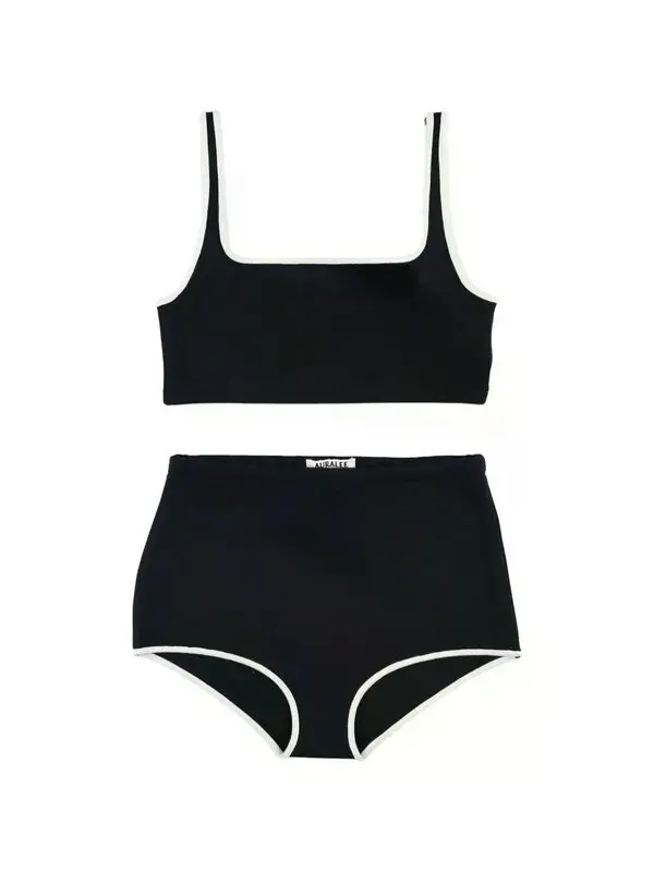Auralee Contrast-trim Bikini - Black