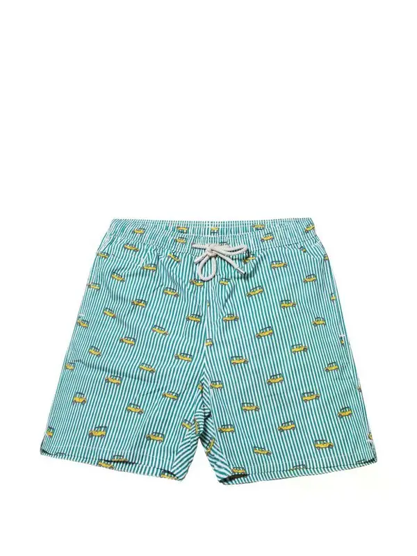 MC2 SAINT BARTH Striped Car-motif Shorts - Blue
