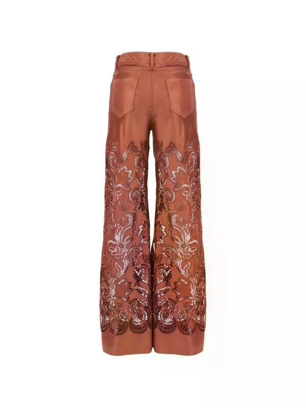 ERMANNO FIRENZE Cut-out Lace-embroidered Trousers