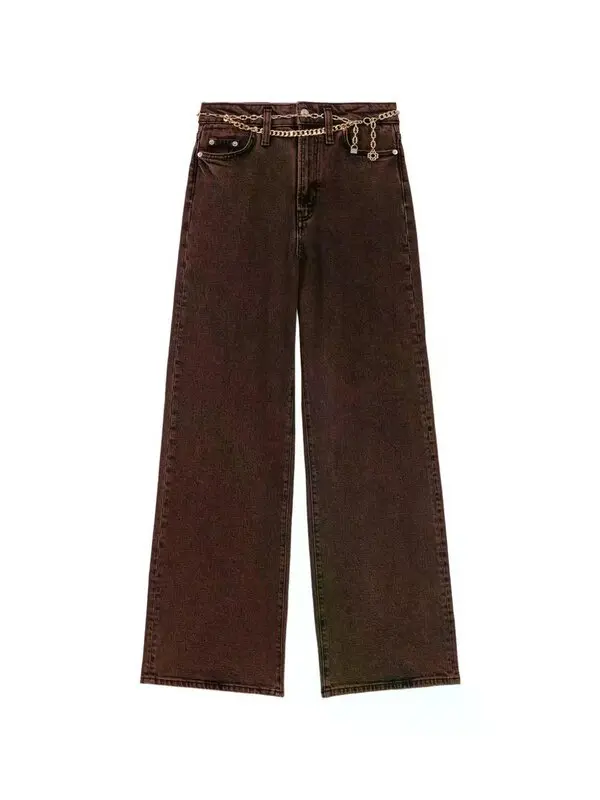 Maje Chain-link Belted Boot-cut Jeans - Brown