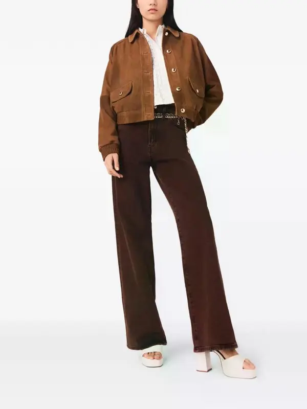 Maje Chain-link Belted Boot-cut Jeans - Brown