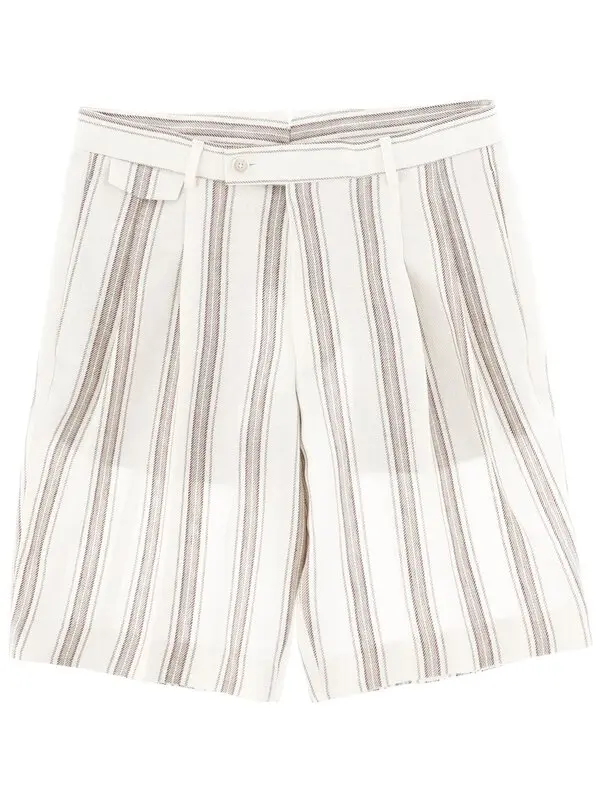 Hugo Boss Striped Lino Shorts - White