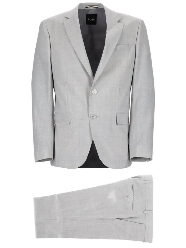 BOSS Two-piece Suit With Micro Pattern - Grey