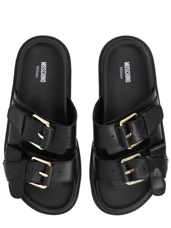 Moschino Sandals With Buckled Straps - Black