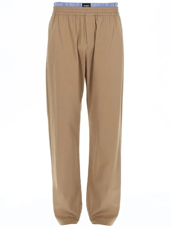 MSGM Cotton Trousers With Elastic Waistband - Beige