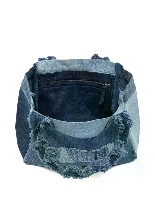 GANNI Patchwork Frayed Tote Bag