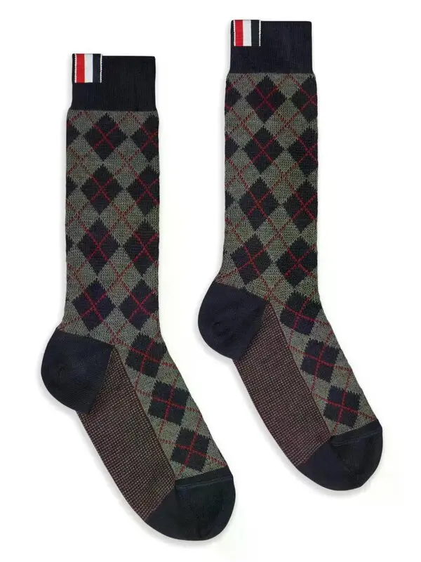 Thom Browne Argyle Jacquard Wool Mid-calf Socks