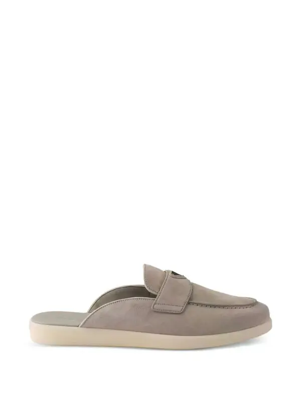 Prada Suede Triangle Logo Mules