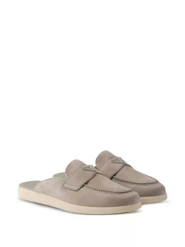 Prada Suede Triangle Logo Mules
