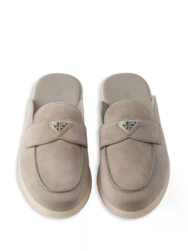 Prada Suede Triangle Logo Mules