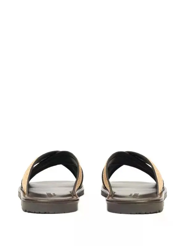 SCAROSSO Ettore Crossover-strap Raffia Sandals - Neutrals