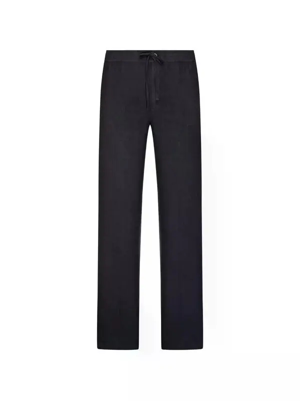 120% Lino Drawstring Linen Trousers - Black