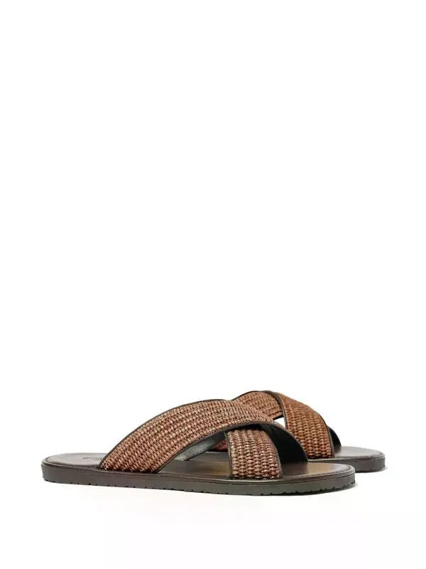 SCAROSSO Ettore Raffia Sandals - Brown