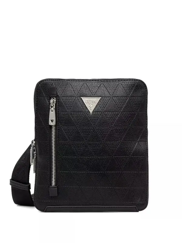 Guess Torino Geometric-embossed Messenger Bag - Black
