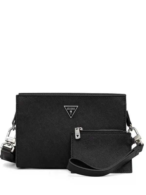 Guess Logo-plaque Messenger Bag - Black