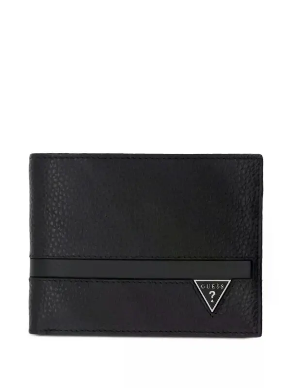 Guess Monaco Logo-plaque Pebbled Wallet - Black