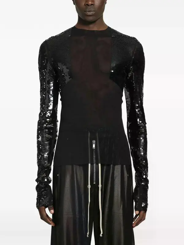 Rick Owens Temple Dennis Sequin-embellished T-shirt - Black