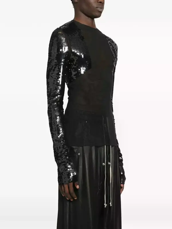 Rick Owens Temple Dennis Sequin-embellished T-shirt - Black