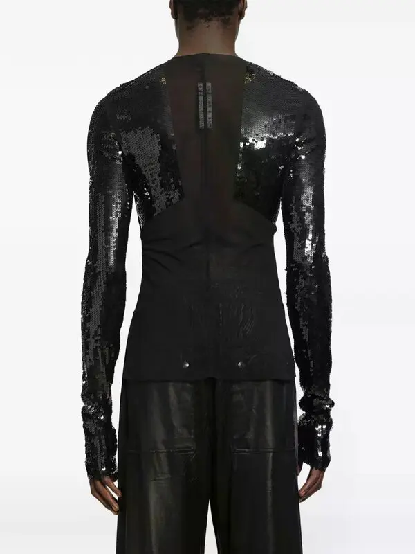 Rick Owens Temple Dennis Sequin-embellished T-shirt - Black
