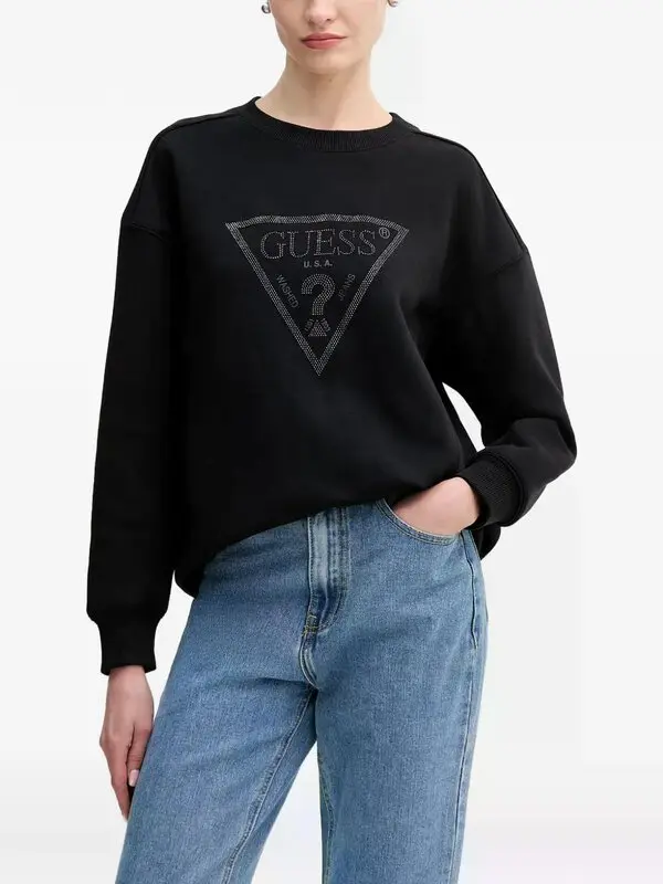 Guess Embellished-logo Sweatshirt - Black