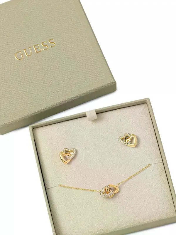 Guess Crystal-embellished Interlocking-heart Jewelry Set