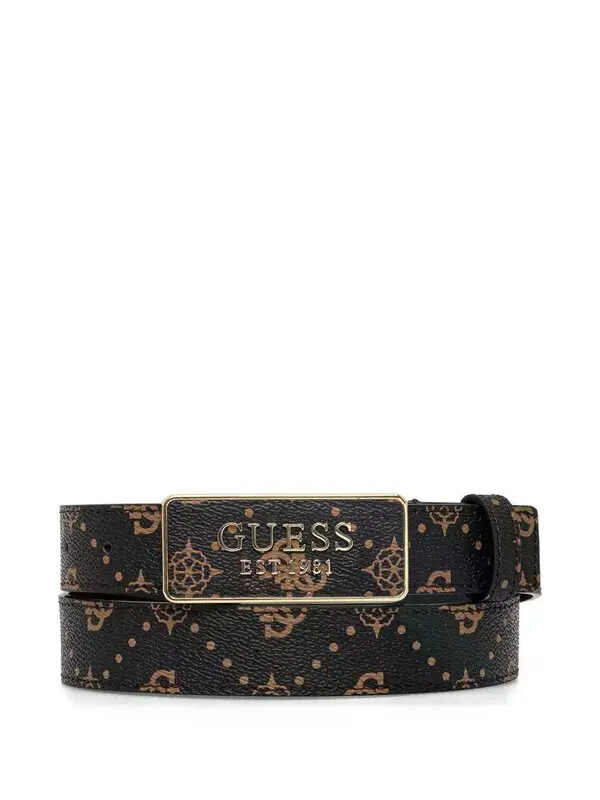 Guess Carrie Monogram Logo-plaque Belt - Brown