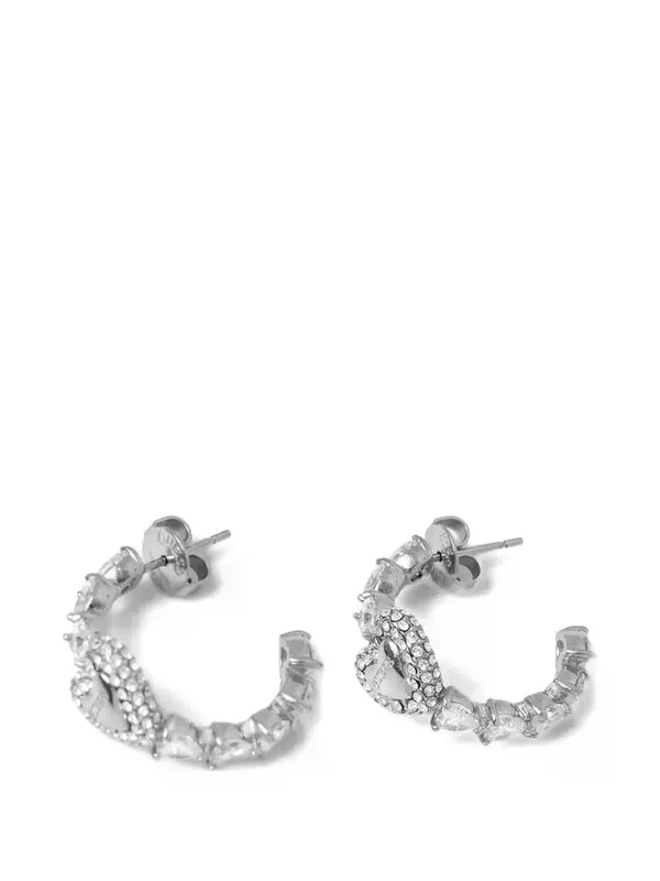 Guess Beloved Crystal-embellished Heart Earrings - Silver