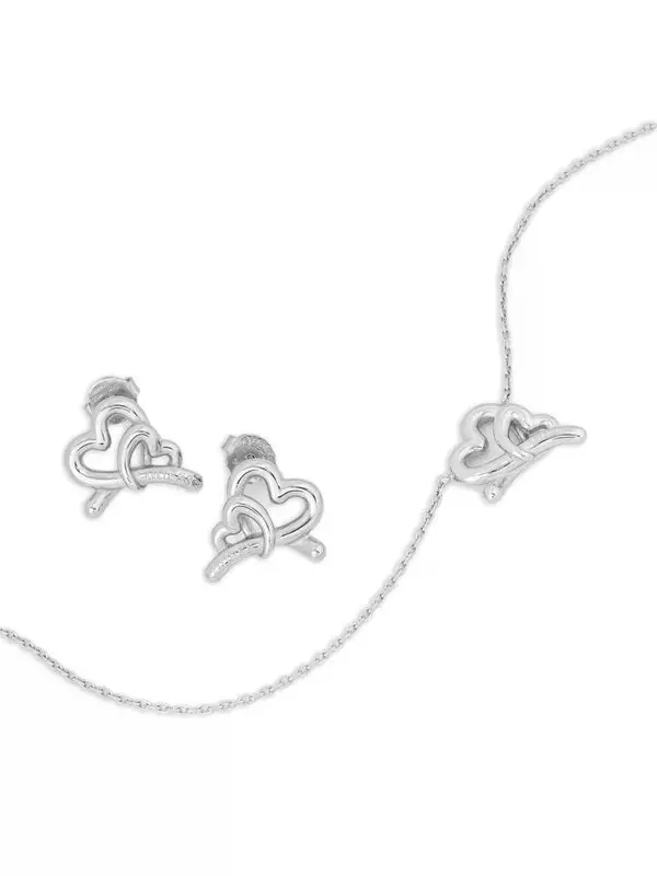 Guess Interlocking Heart Earrings And Necklace Set
