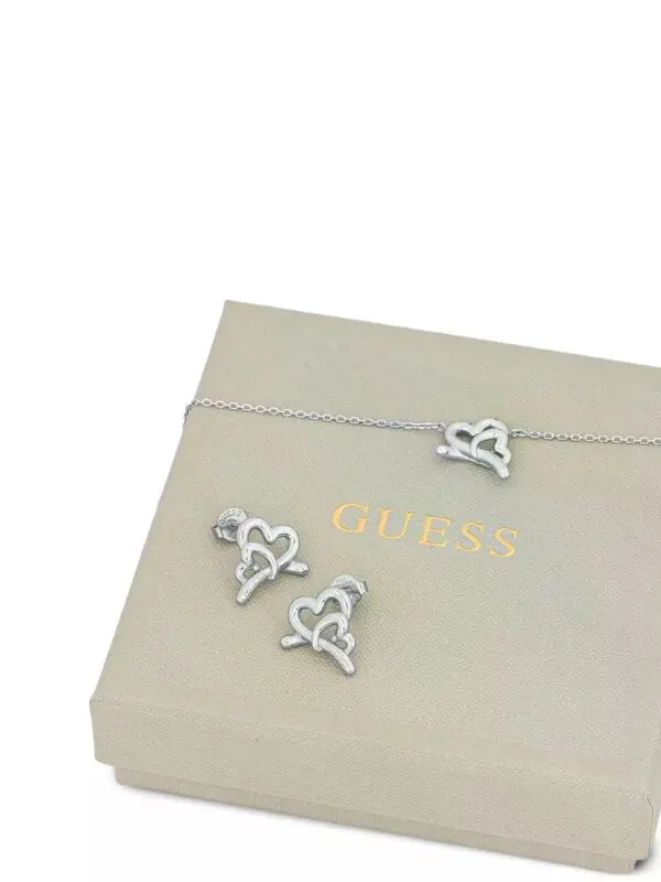 Guess Interlocking Heart Earrings And Necklace Set