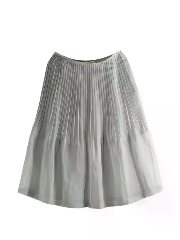 AMOMENTO Pleated Sheer Skirt