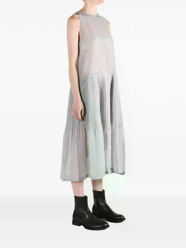 AMOMENTO Sheer Pleated Dress
