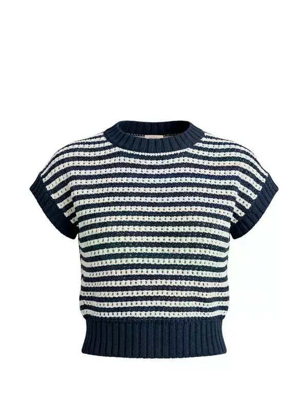 GRAN SASSO Striped Open-knit Sweater - Blue