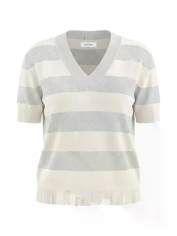 GRAN SASSO Striped Metallic-thread Sweater - Neutrals