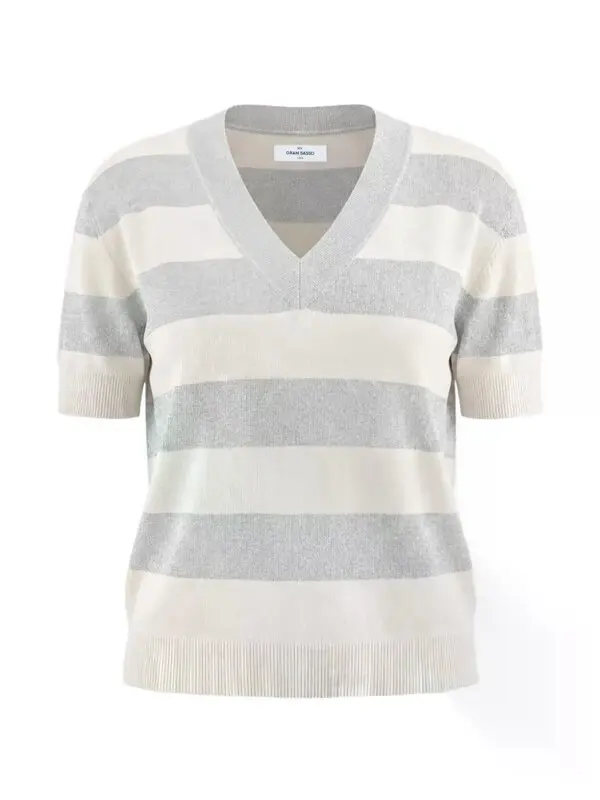 GRAN SASSO Striped Metallic-thread Sweater - Neutrals