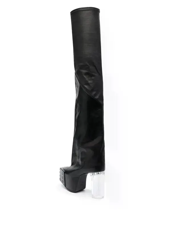 Rick Owens Flared Platform Leather Boots