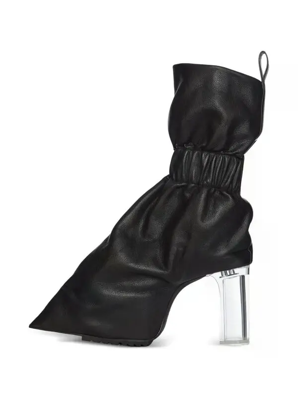 Rick Owens Ruched Leather Ankle Boots - Black