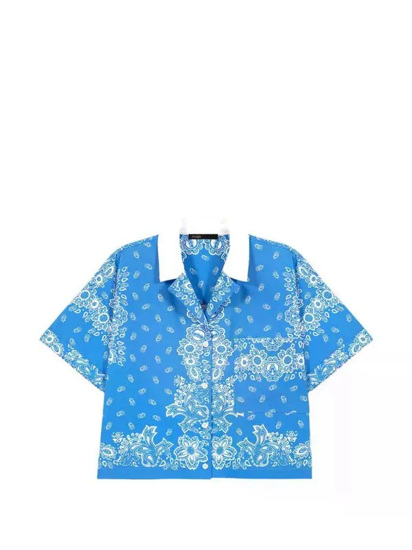 Maje Bandana Print Notched Collar Shirt - Blue