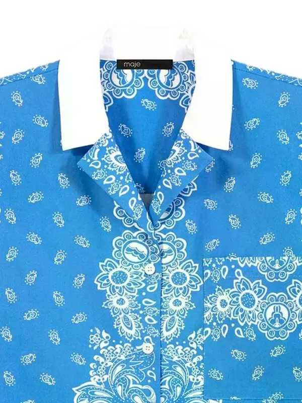 Maje Bandana Print Notched Collar Shirt - Blue