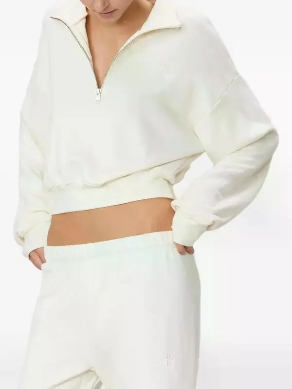 Eterne Half-zip Cropped Sweatshirt - Neutrals