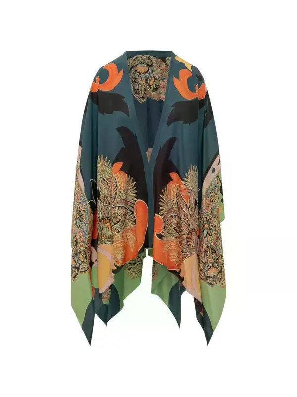 Etro Paisley-print Draped Poncho - Blue