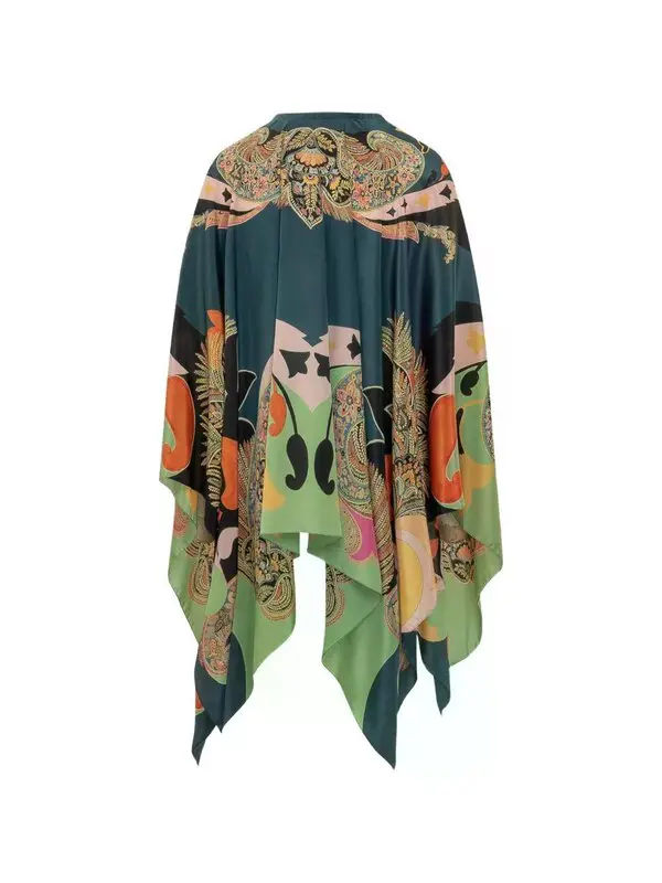 Etro Paisley-print Draped Poncho - Blue