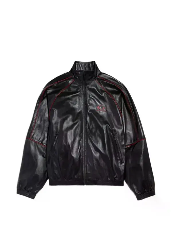 Balenciaga Logo-detail Leather Jacket - Black