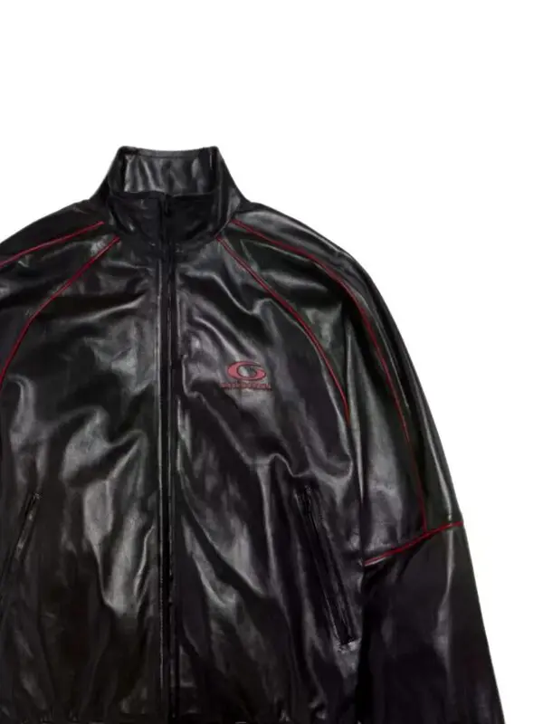 Balenciaga Logo-detail Leather Jacket - Black