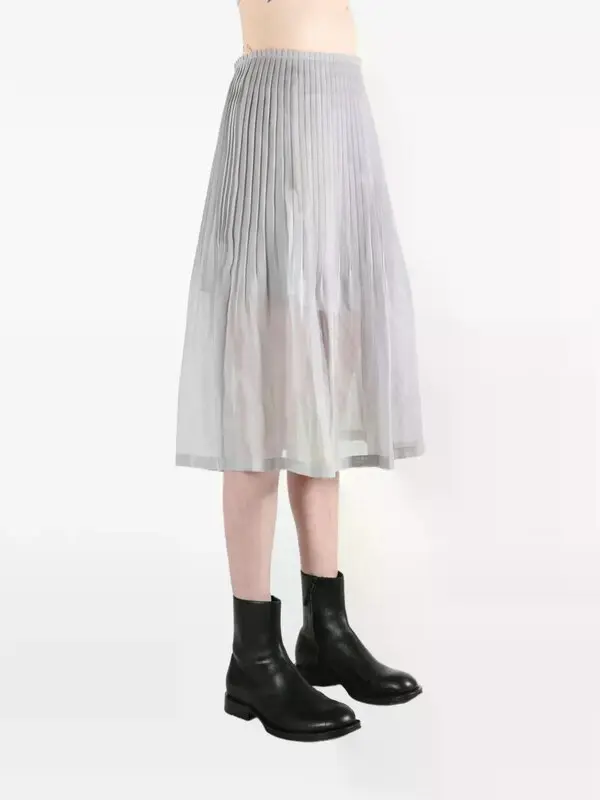 AMOMENTO Pleated Sheer A-line Skirt