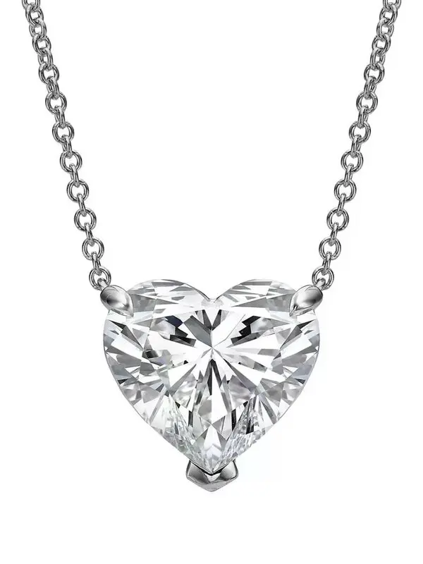 TILLA Solitaire Diamond Heart Pendant Necklace - Silver