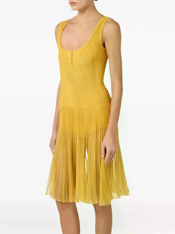 Elisabetta Franchi Button Plissé Dress