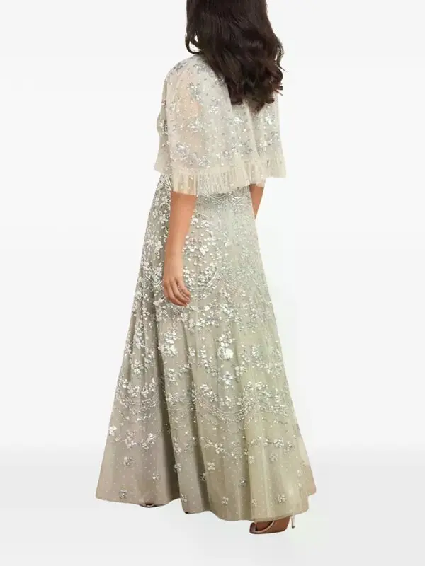 NEEDLE & THREAD Sequin-embellished Freya Gown With Detachable Cape